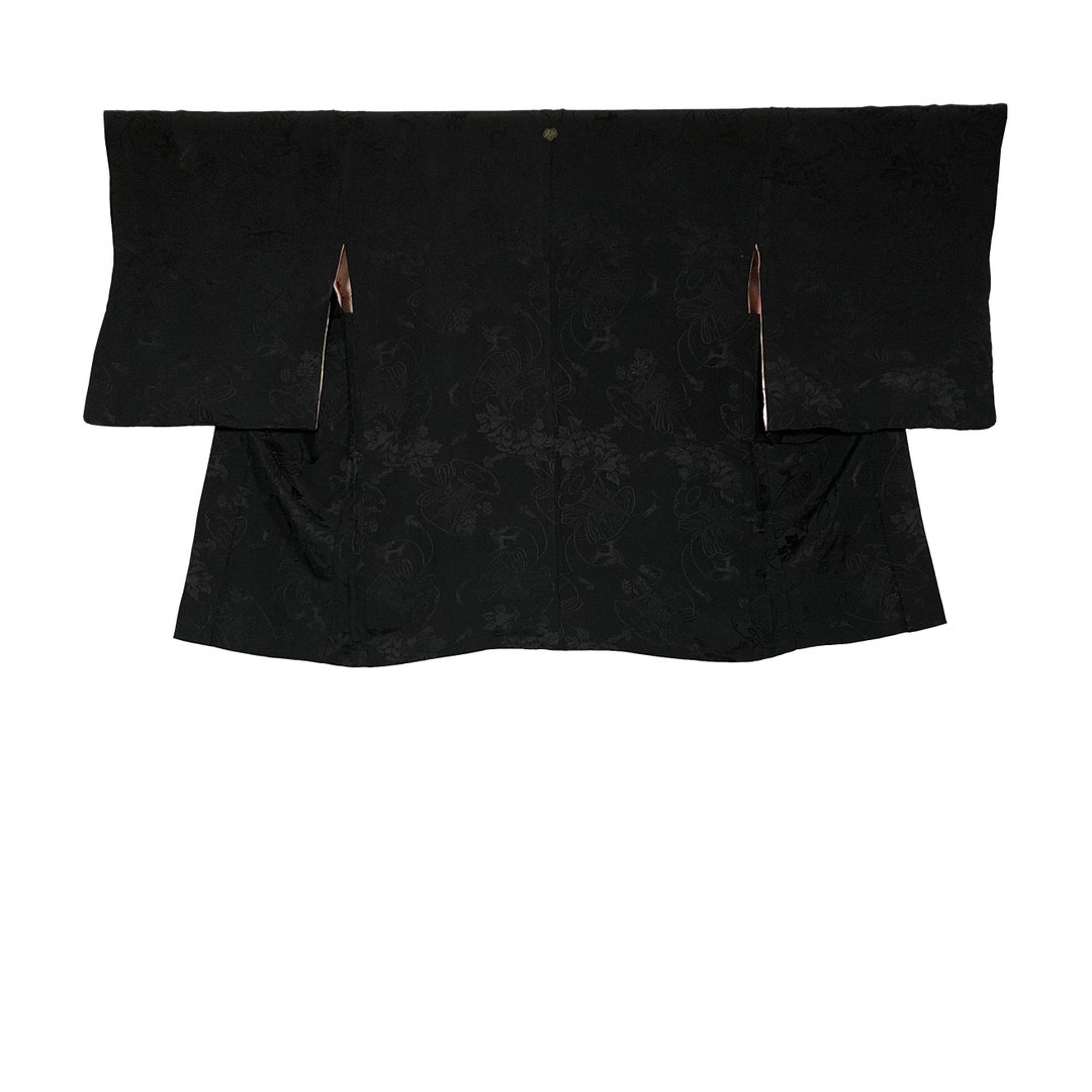 Vintage Japanese Kimono / Haori / Black Formal / Hutakoshi / L82 - Etsy