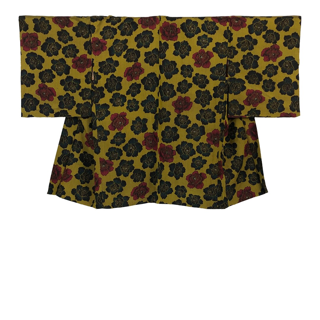 Vintage Japanese Haori / Kimono Jacket / Kimono Coat / Meisen / Komon ...