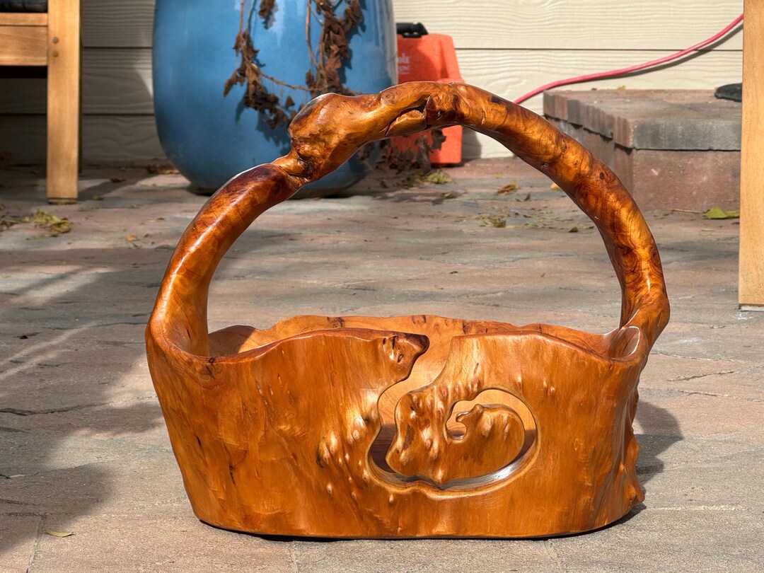 EXTRA LARGE Root Wood Yarn Bowl/basket ~ From the Shan Mu Tree - 10.5 ...