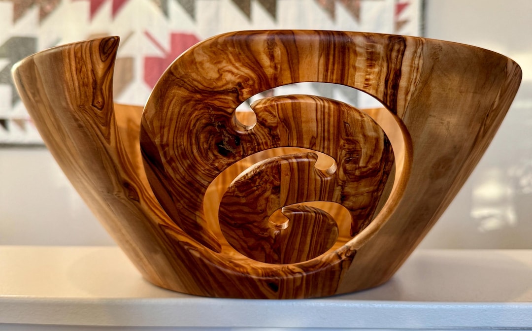 Beautiful Olive Wood Yarn Bowl EXTRA Large 13.25 X 5.25 Holds at Least ...