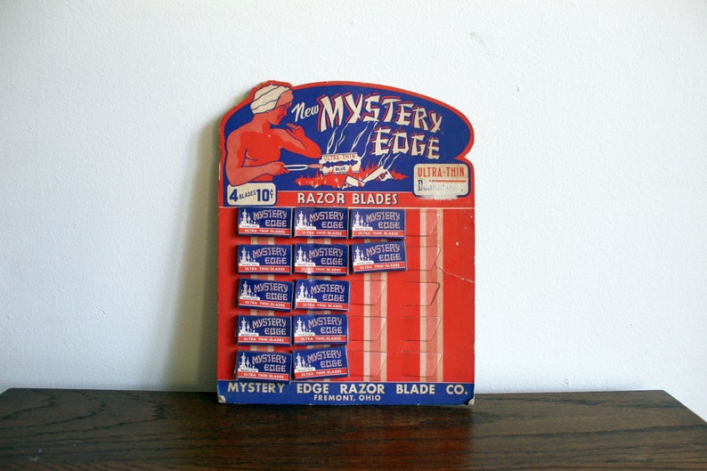 Vintage Mystery Edge Red Razor Blade Display - Etsy
