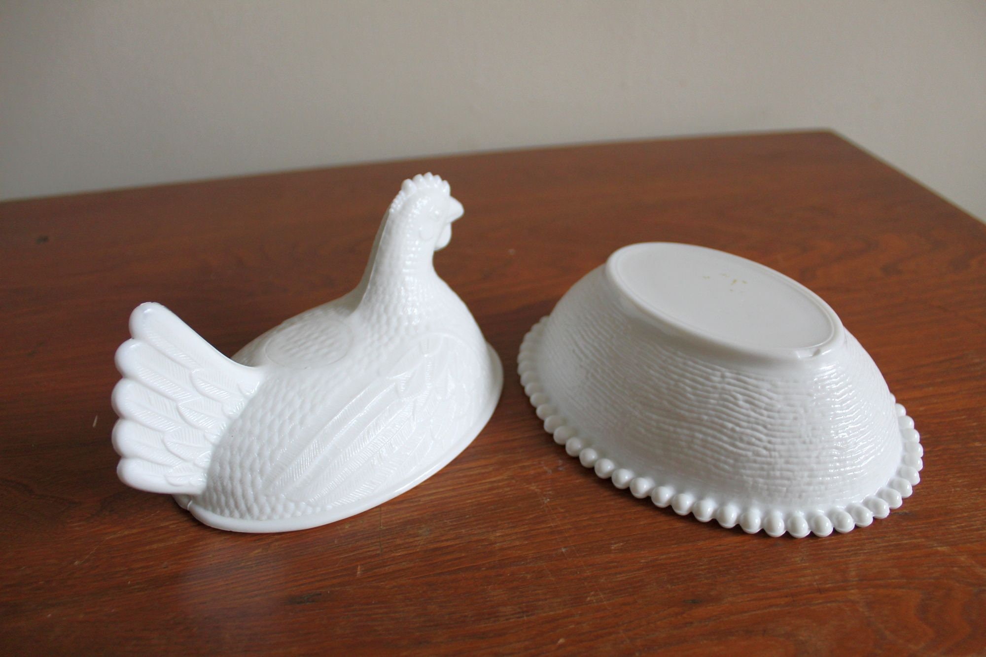 Vintage White Nesting Hen Candy Dish - Etsy