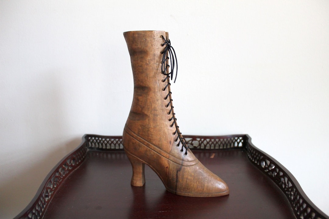 Vintage Carved Wood Victorian Boot Décor With Laces - Etsy
