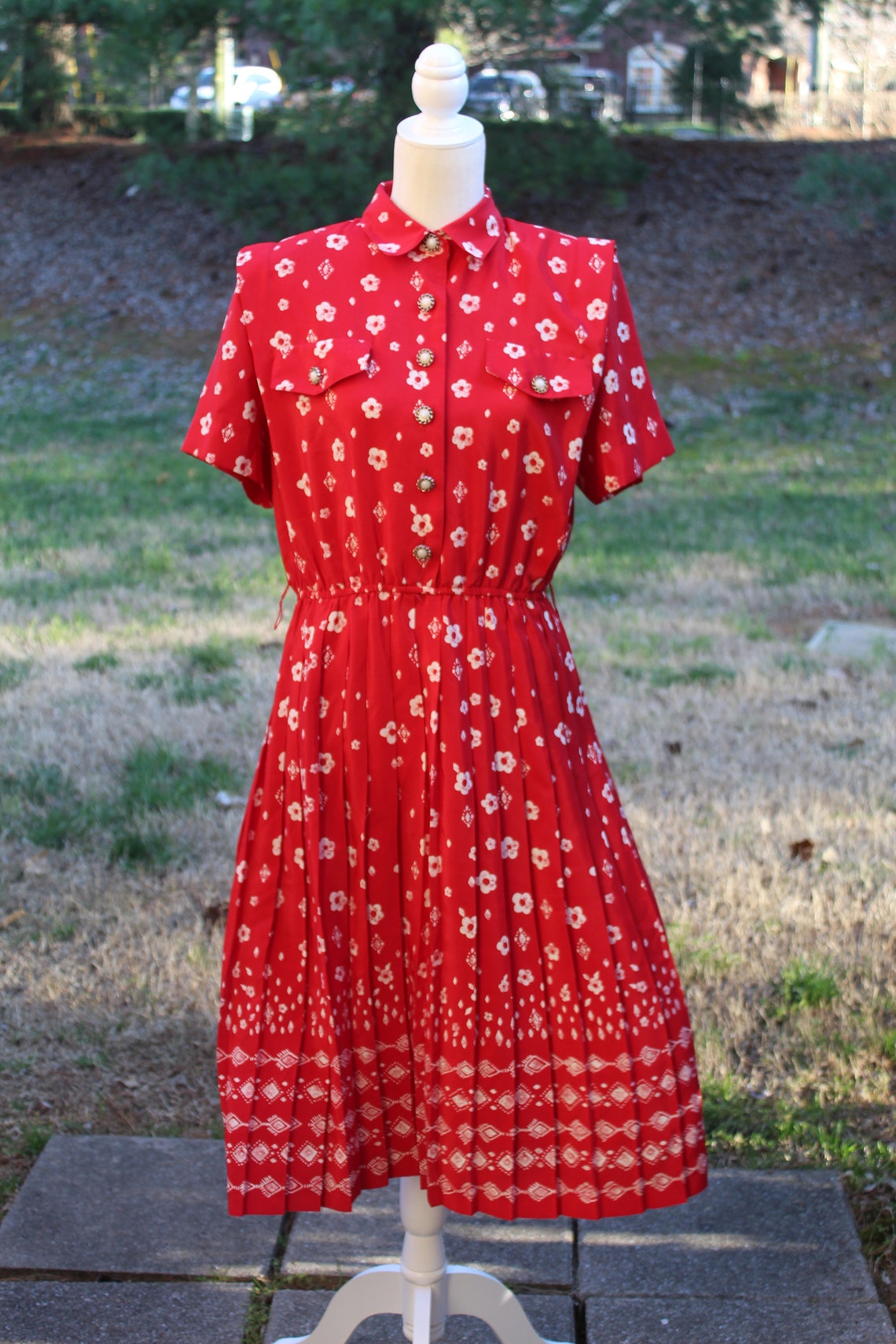 1980's Vintage Red Leslie Ray Dress - Etsy