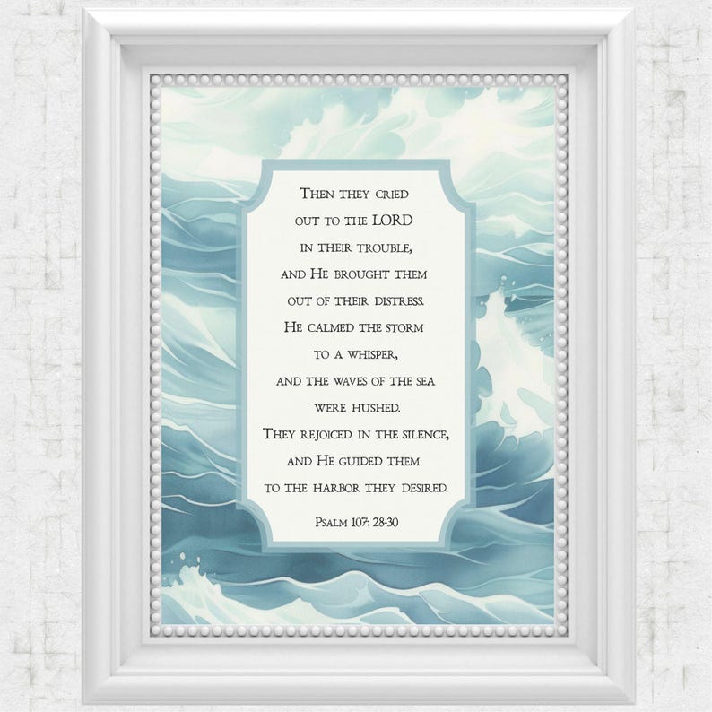 Printable Christian Wall Art, Psalm 107:28-30 Scripture Print (digital ...