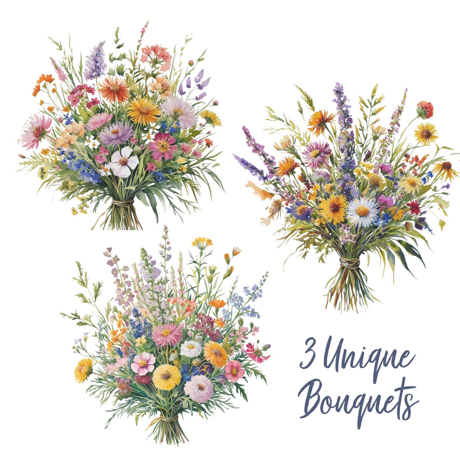 Watercolor Wildflower Clipart: 30 PNG Floral Images (commercial Use) - Etsy