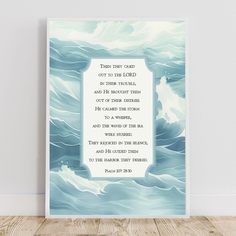Printable Christian Wall Art, Psalm 107:28-30 Scripture Print (digital ...