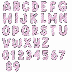 Peppermint Pink Squiggle PNG Alphabet, Uppercase Letters and Numbers, 4 ...