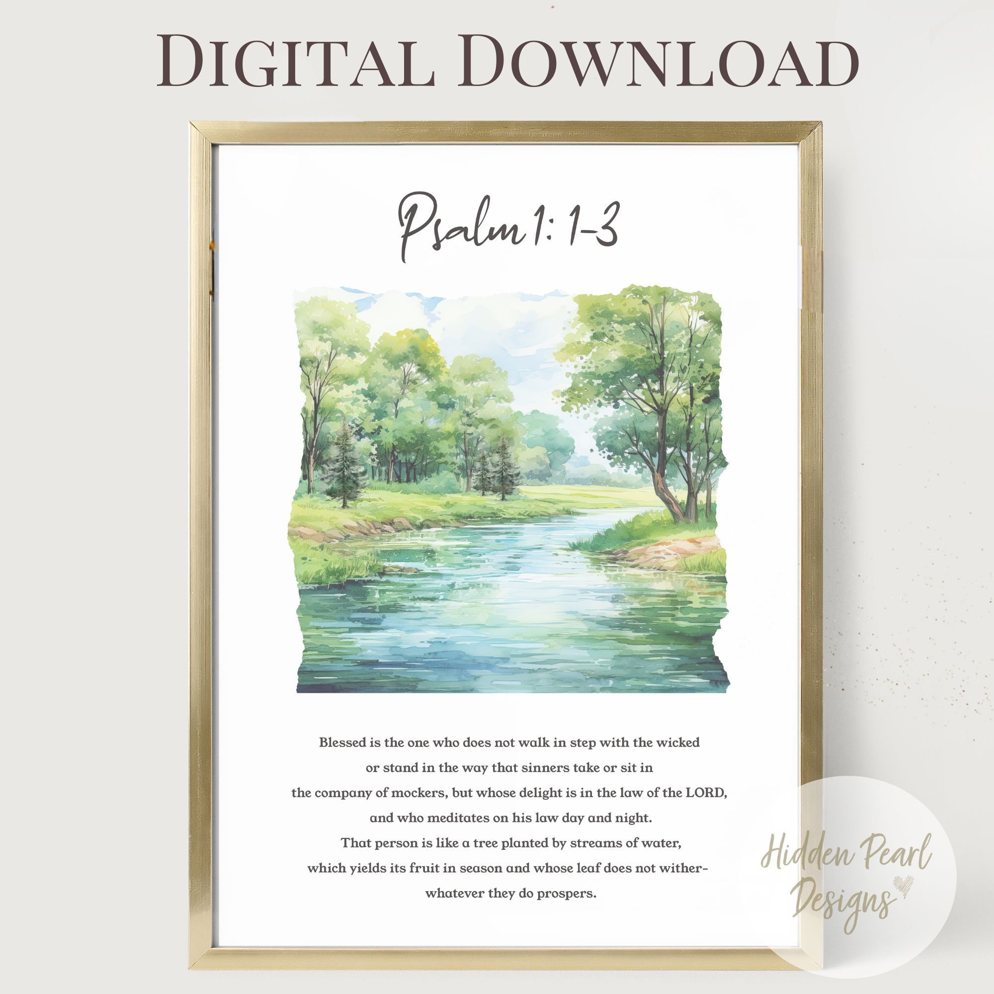 Psalm 1:1-3, Printable Christian Wall Art, Bible Verse Wall Art ...