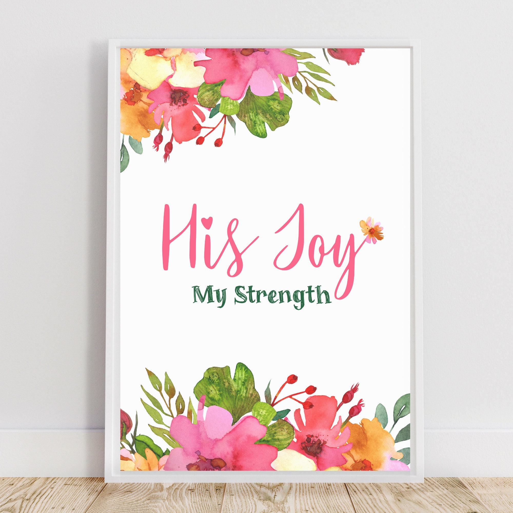 Printable Christian Wall Art, Nehemiah 8:10, Bible Verse Wall Art ...