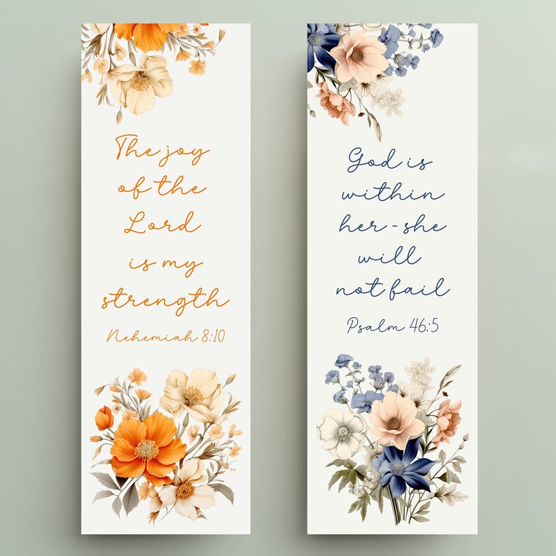 Printable Bible Verse Bookmarks, Set of 4, Floral Bookmarks for Women ...