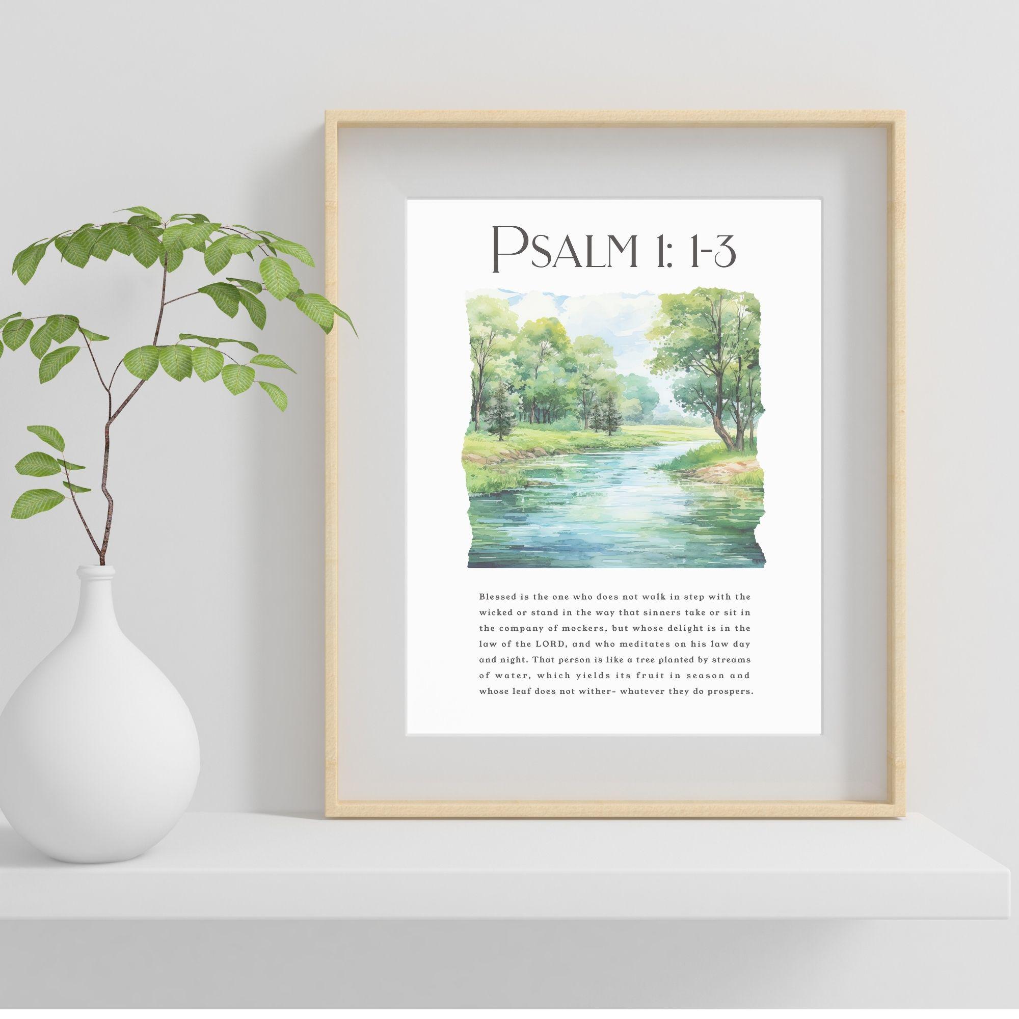 Psalm 1:1-3, Printable Christian Wall Art, Bible Verse Wall Art ...