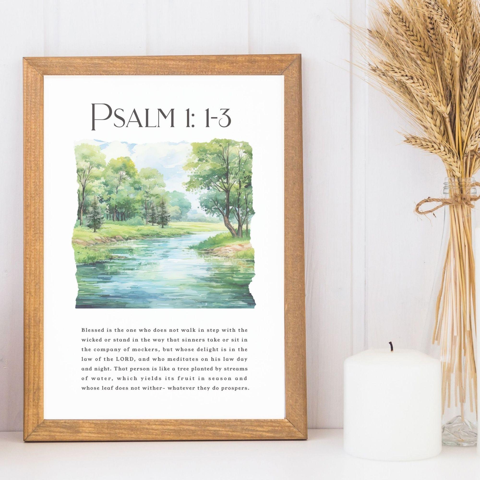 Psalm 1:1-3, Printable Christian Wall Art, Bible Verse Wall Art ...