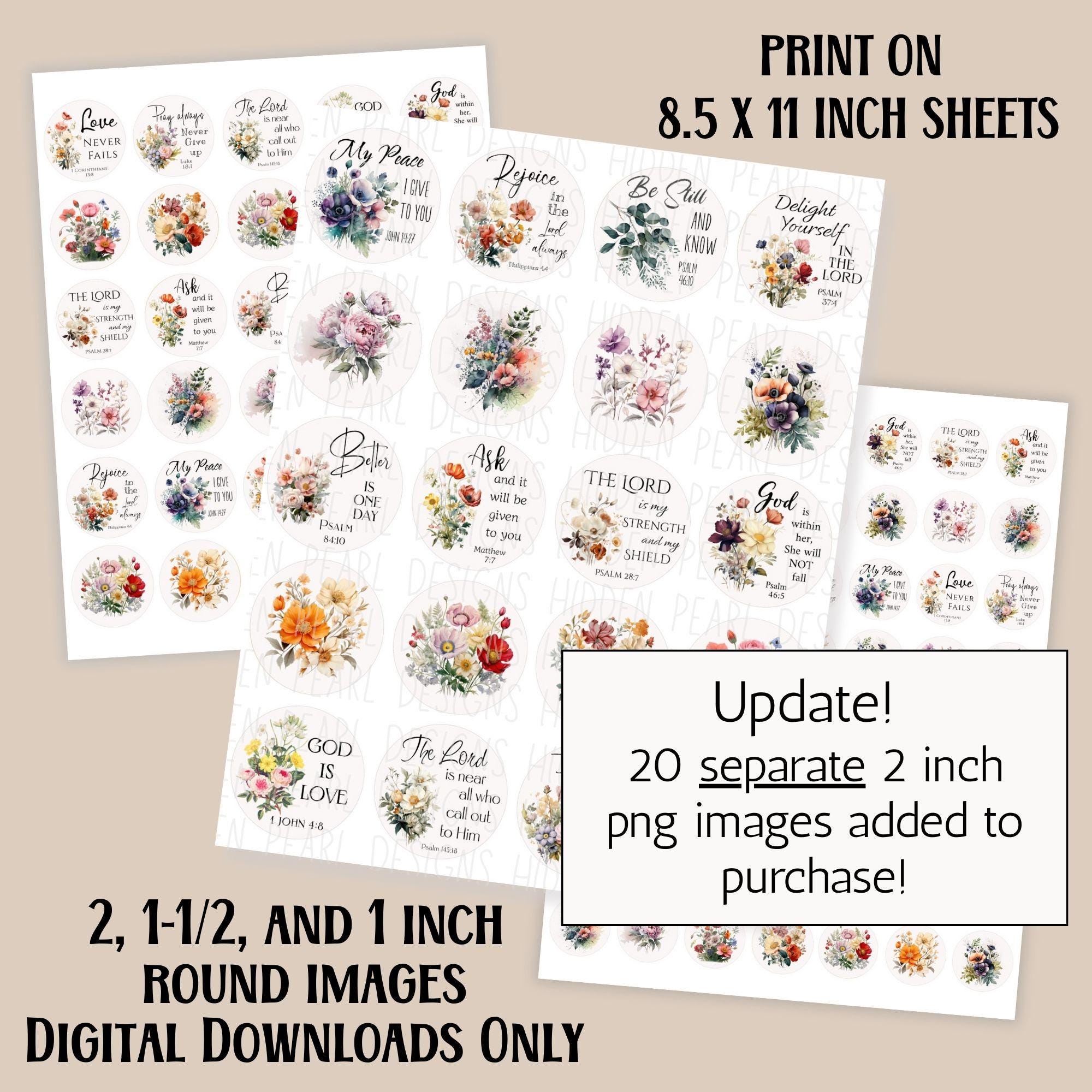 Vintage Floral Bible Verse Circles: Collage Sheet & Pngs (digital ...
