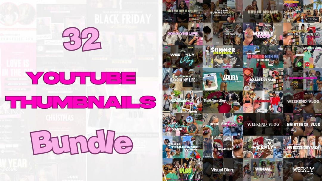 32 Youtube Thumbnails Template | Youtube Graphics | Canva Template ...