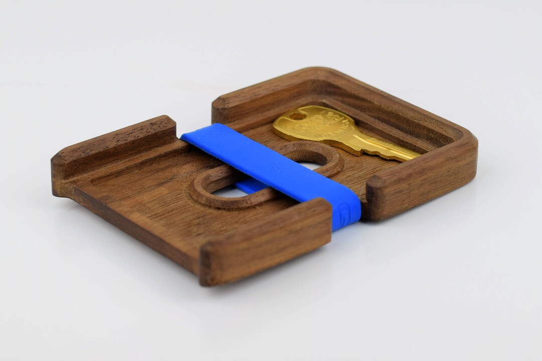 Walnut Minimalist Wallet With Key Holder // Hardwood Wallet // Holds ~8 ...