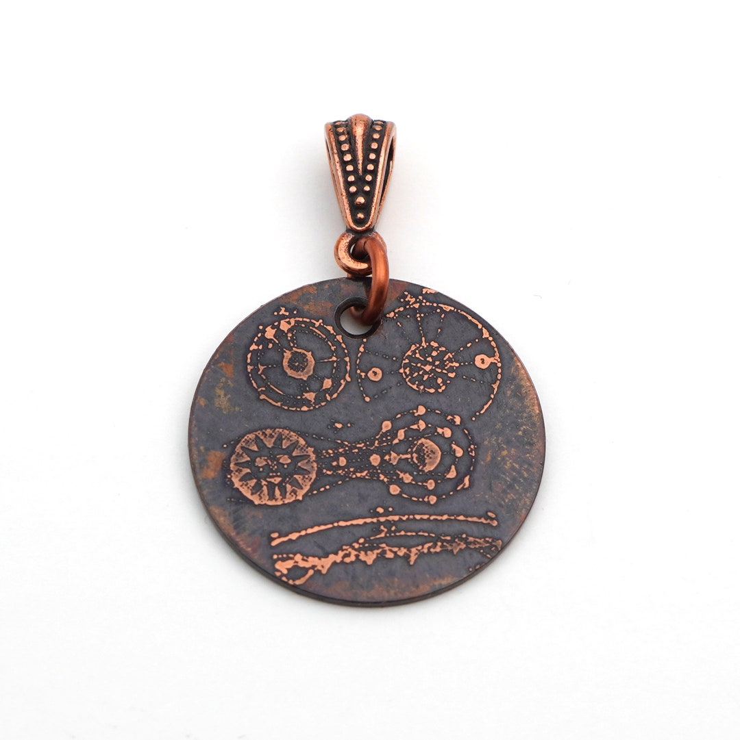 Universe Pendant, Small Round Flat Etched Cosmos Jewelry, 25mm - Etsy