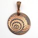 Etched Copper Shell Pendant, Small Round Flat Antiqued Metal Spiral ...