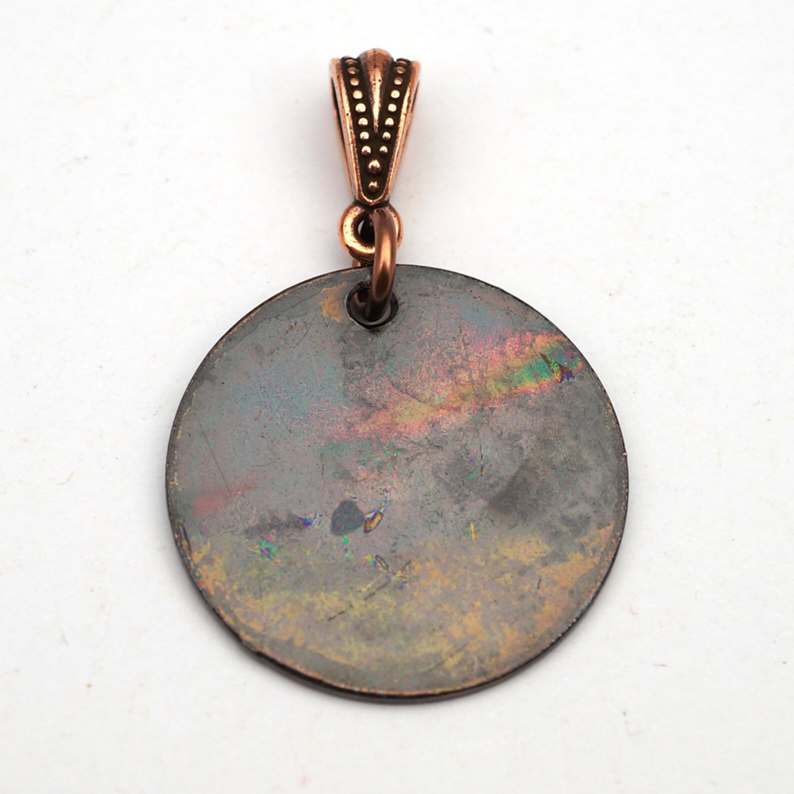Letter T Pendant Small Round Flat Metal Copper Etched - Etsy