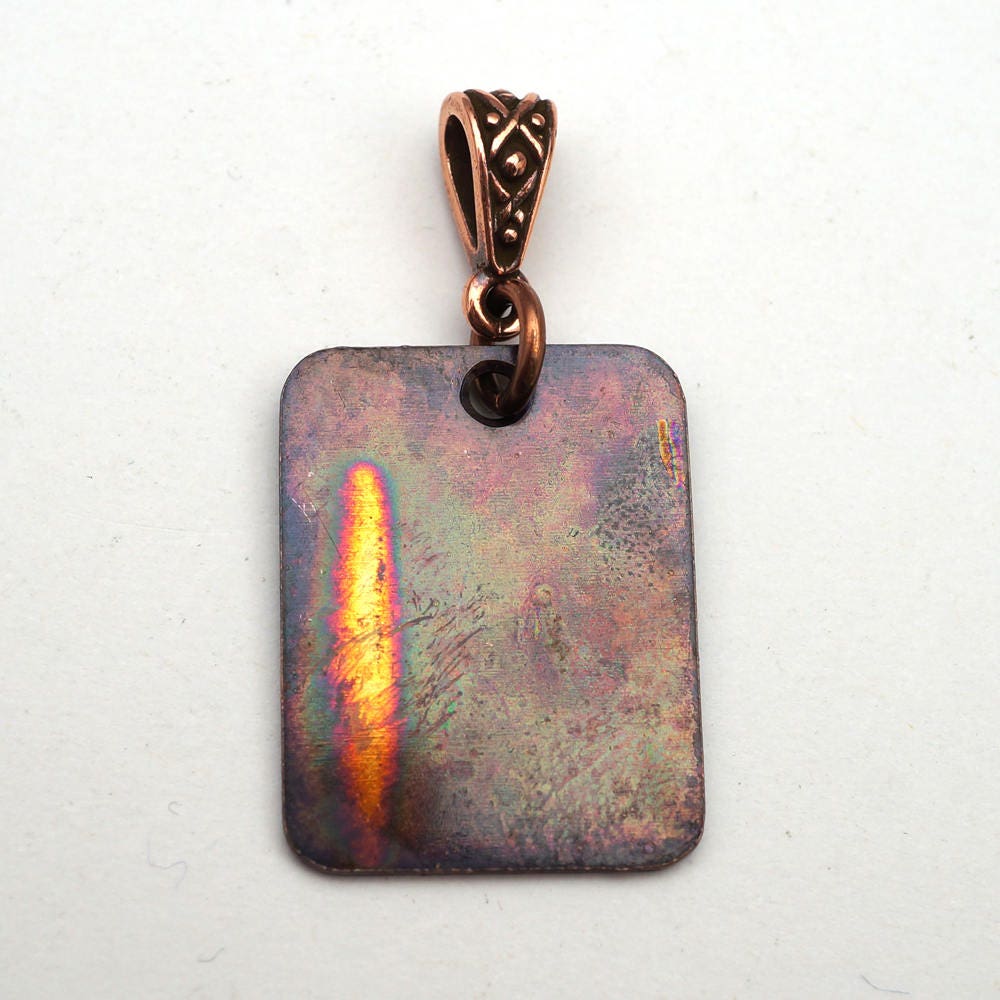 Taurus zodiac pendant small flat rectangular etched copper | Etsy
