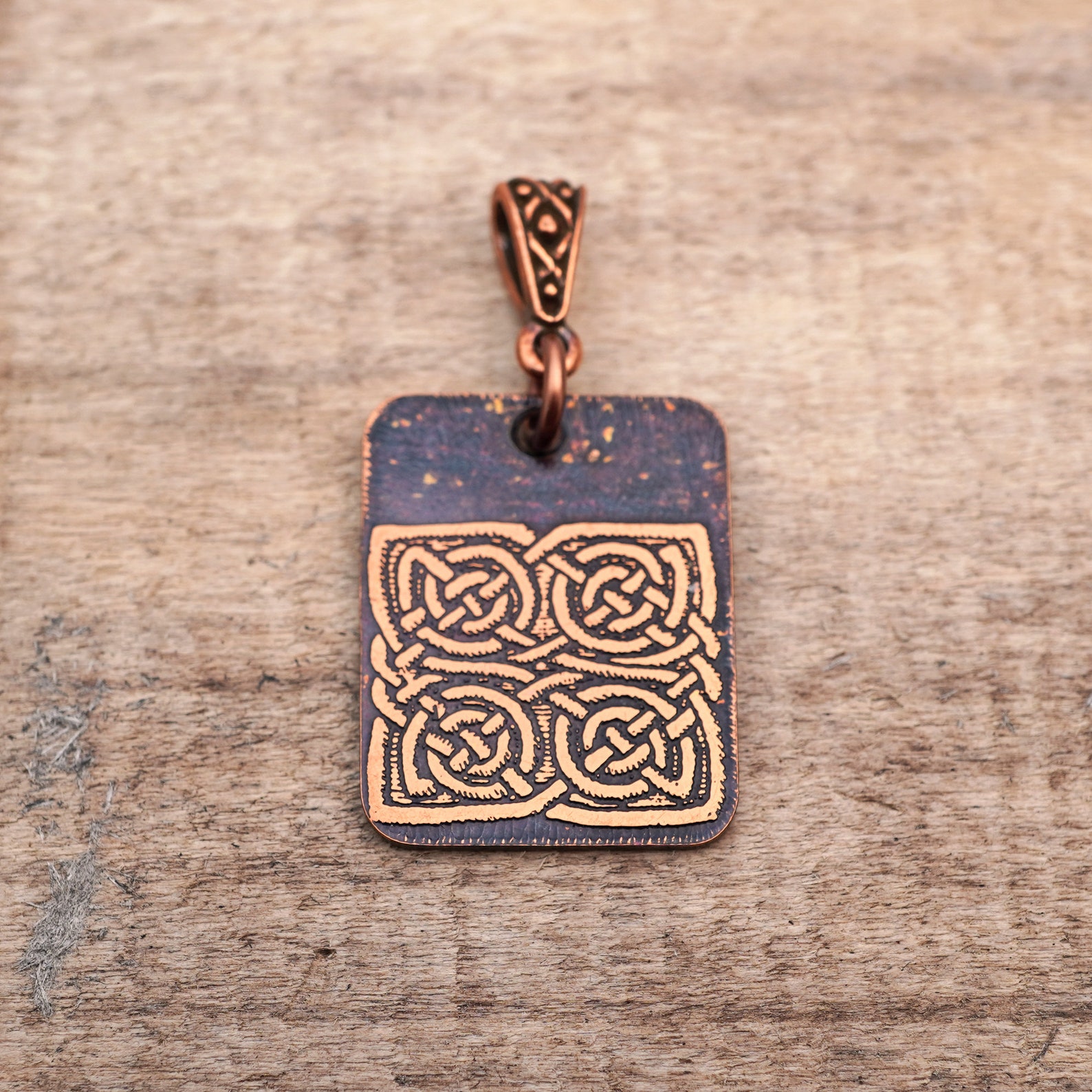 Celtic Knot Pendant Small Rectangular Copper Celt Jewelry - Etsy