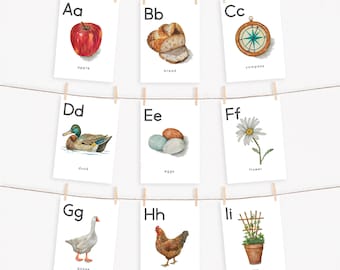 ABC Alphabet Match Puzzle Activity Printable, Watercolor Nature ...