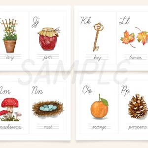 ABC Alphabet Cards Printable, Watercolor Nature Homestead Homeschool ...