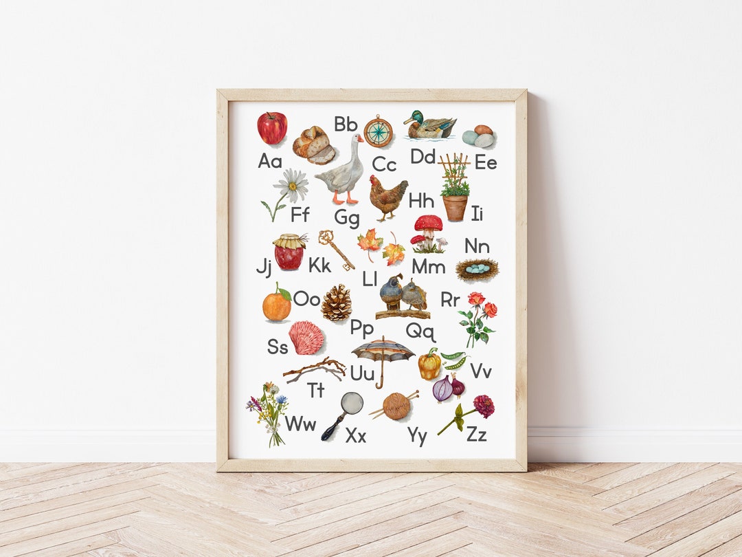ABC Alphabet Poster Chart Print, Nature Homestead Homeschool Preschool ...