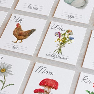 ABC Alphabet Cards Printable, Watercolor Nature Homestead Homeschool ...