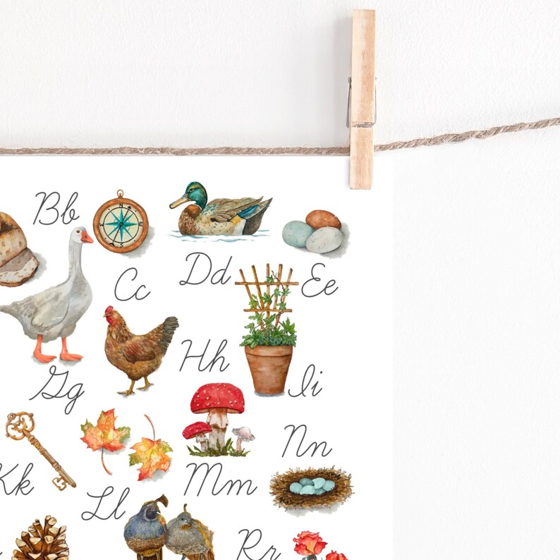 ABC Alphabet Poster Chart Print, Nature Homestead Homeschool Preschool ...