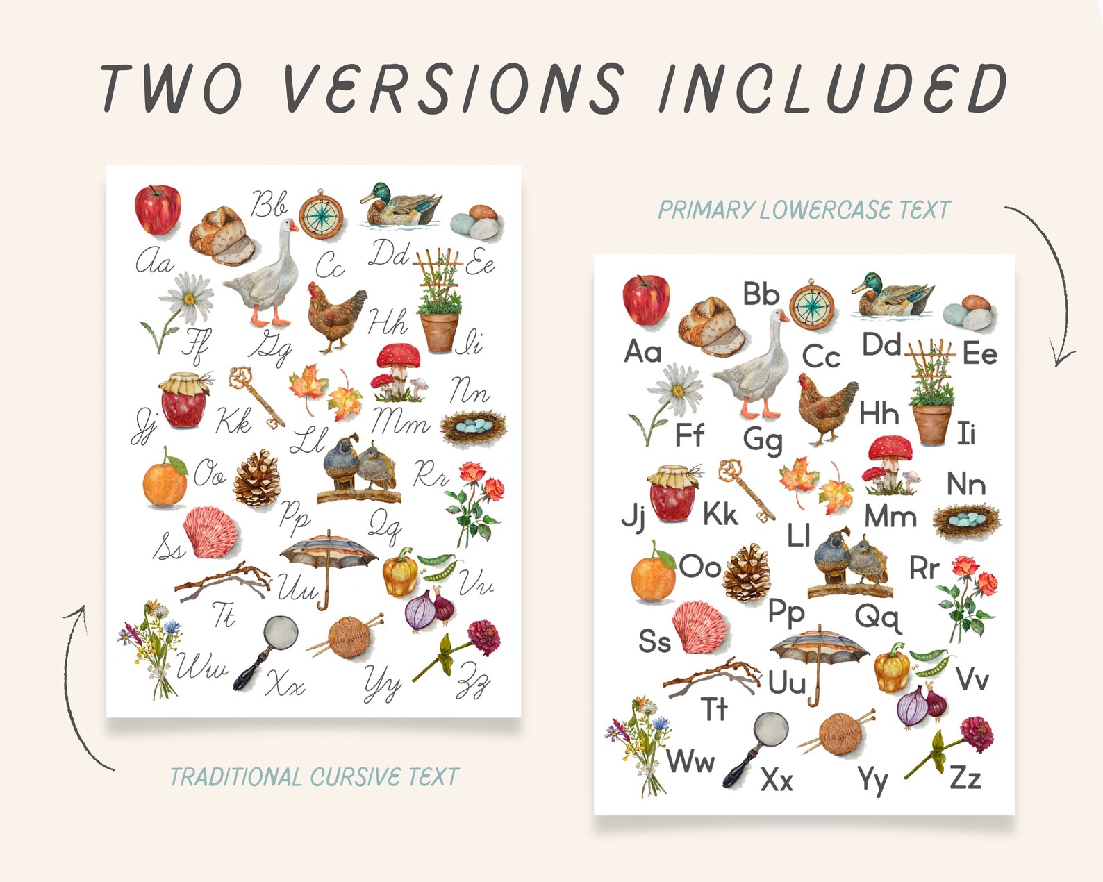 ABC Alphabet Poster Chart Print, Nature Homestead Homeschool Preschool ...