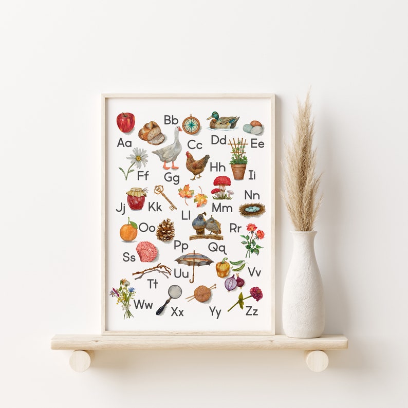ABC Alphabet Poster Chart Print, Nature Homestead Homeschool Preschool ...