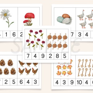 Count & Clip, Number Flash Cards, Watercolor Nature Homestead ...