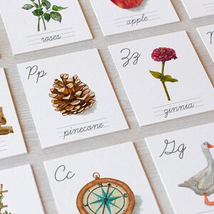 ABC Alphabet Cards Printable, Watercolor Nature Homestead Homeschool ...