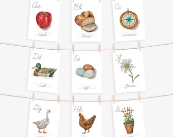 ABC Alphabet Match Puzzle Activity Printable, Watercolor Nature ...