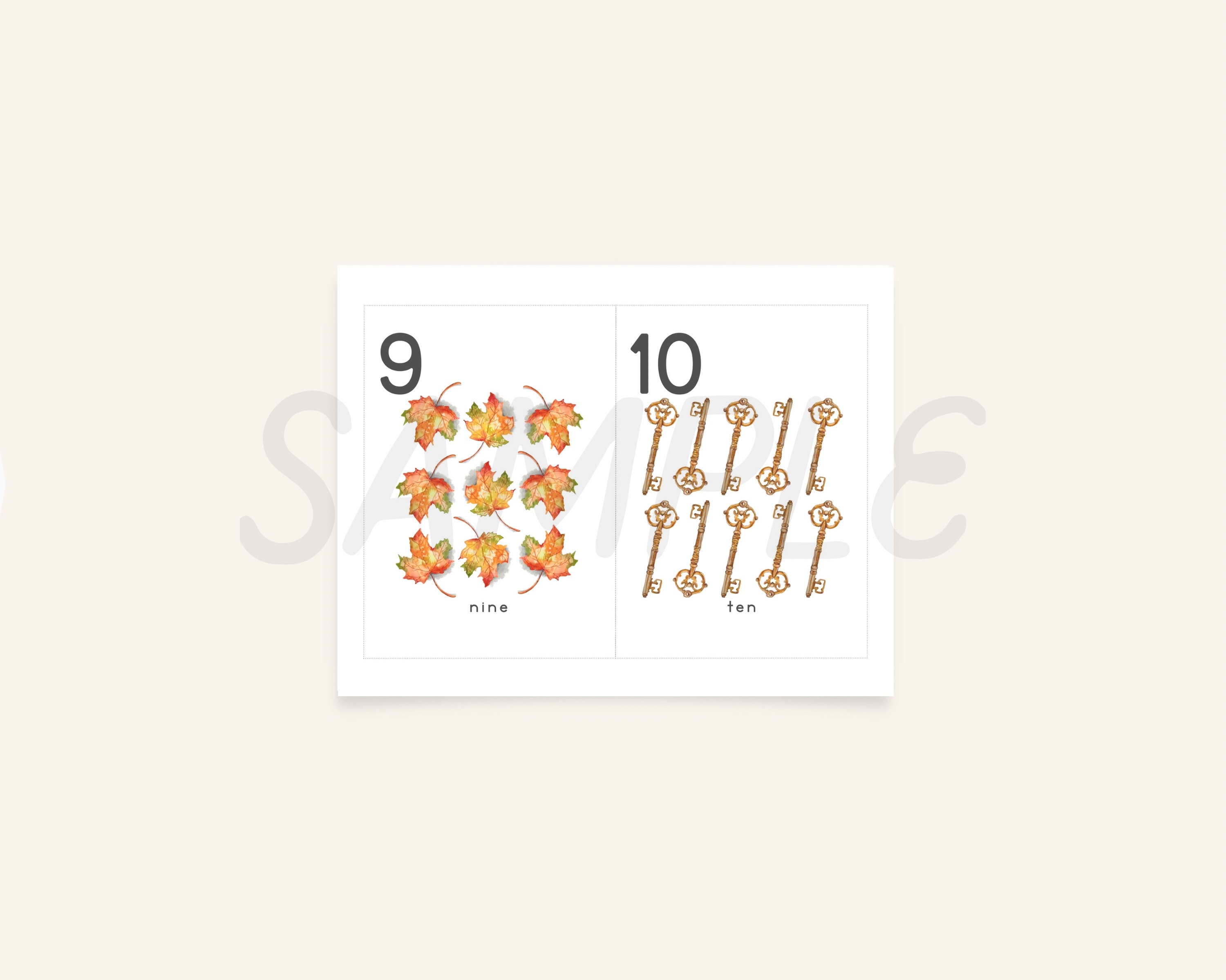 Watercolor Number Flash Cards, Nature Homestead Theme (digital Download ...