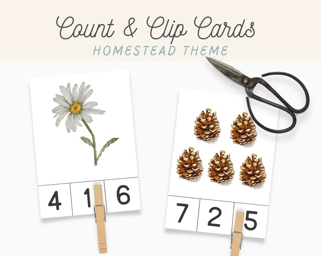 Count & Clip, Number Flash Cards, Watercolor Nature Homestead ...