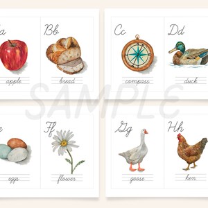 ABC Alphabet Cards Printable, Watercolor Nature Homestead Homeschool ...