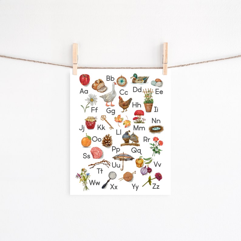 ABC Alphabet Poster Chart Print, Nature Homestead Homeschool Preschool ...