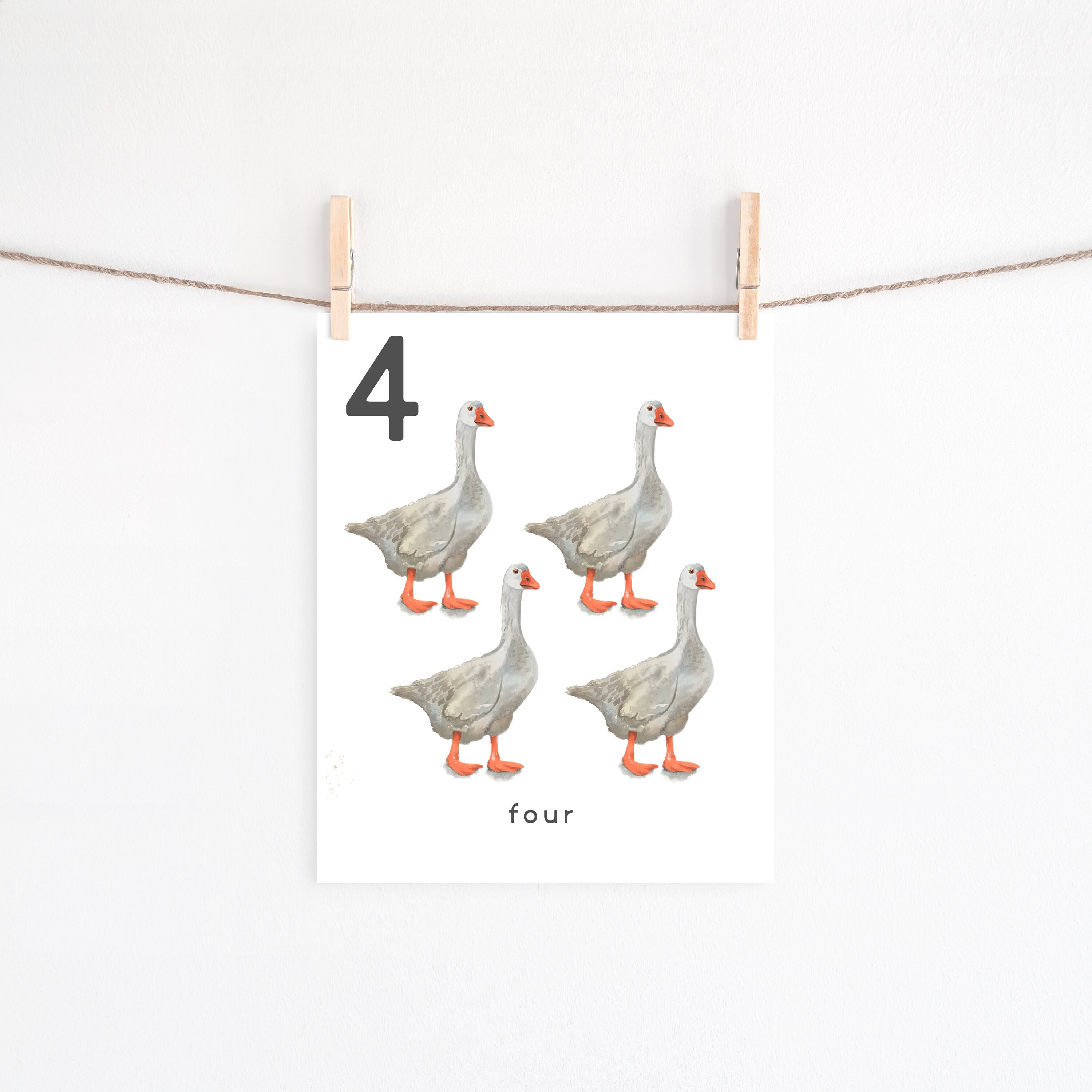 Watercolor Number Flash Cards, Nature Homestead Theme (digital Download ...
