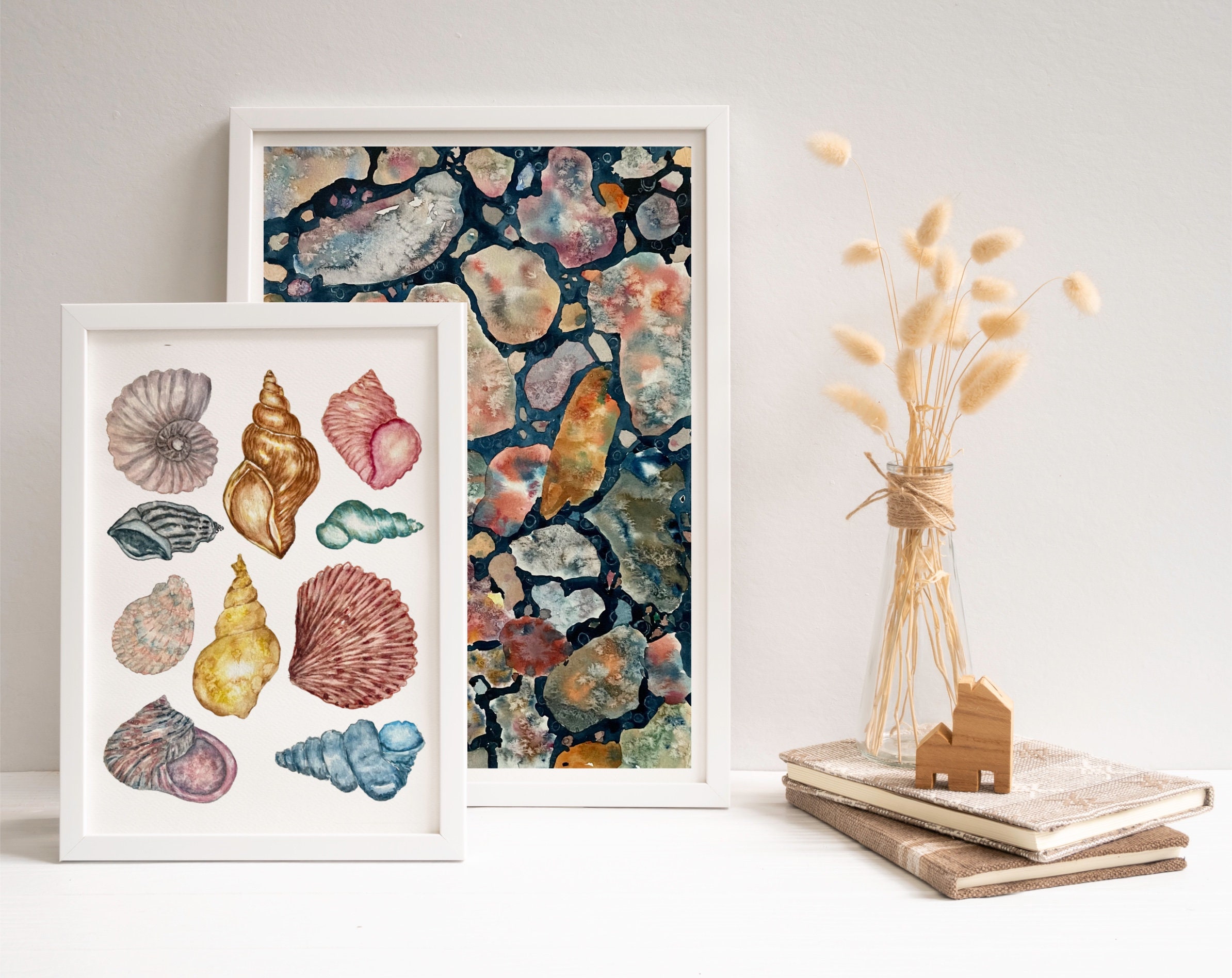 Seashell Watercolor Art Print, Coastal Cottage Decor (digital Download ...