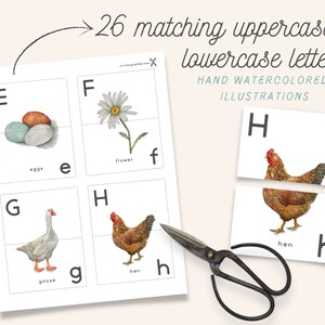 ABC Alphabet Match Puzzle Activity Printable, Watercolor Nature ...