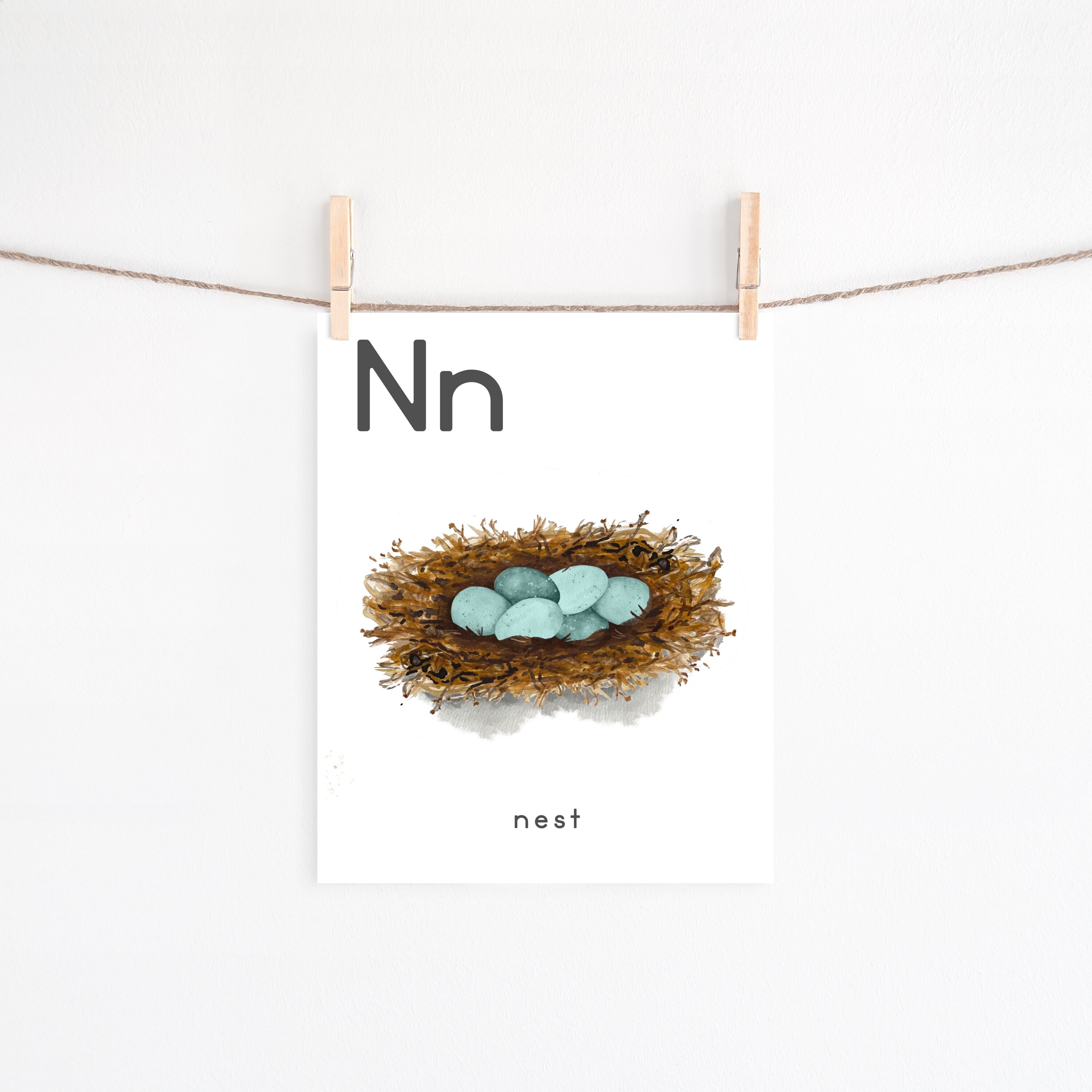 ABC Alphabet Cards Printable, Watercolor Nature Homestead Homeschool ...