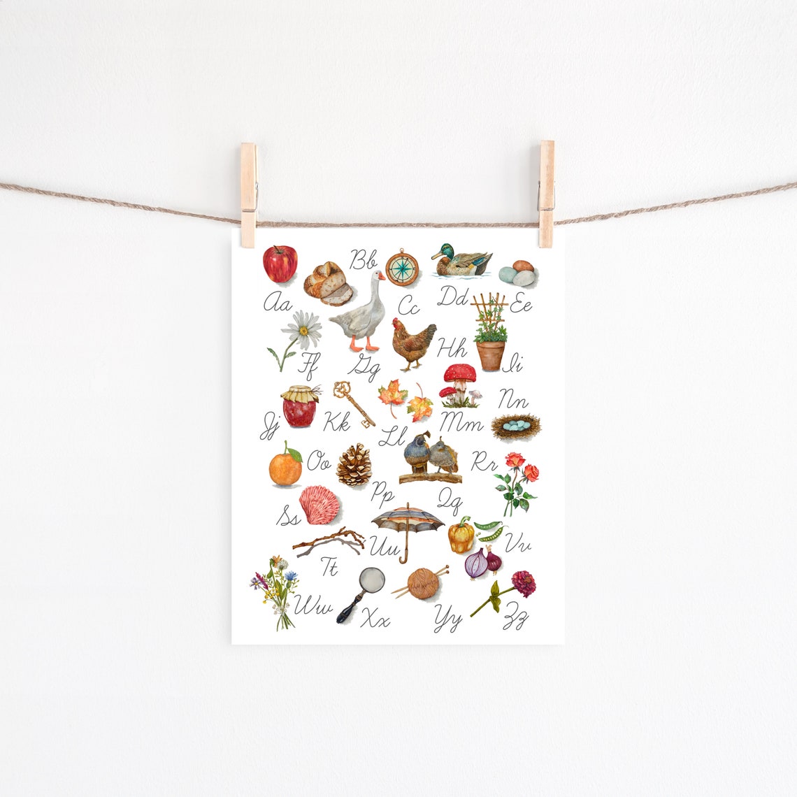 ABC Alphabet Poster Chart Print, Nature Homestead Homeschool Preschool ...