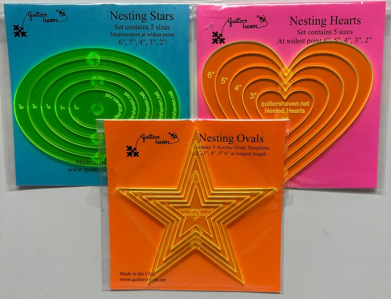 Hearts Stars and Ovals Nesting Acrylic Templates for Quilters - Etsy