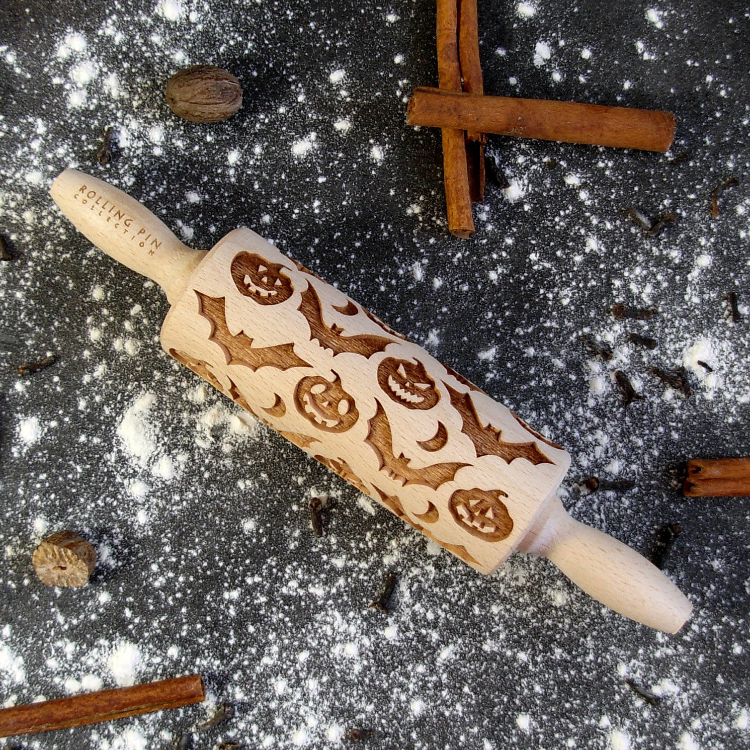 HALLOWEEN Small Rolling Pin, Embossing Rolling Pin, Laser Engraved ...