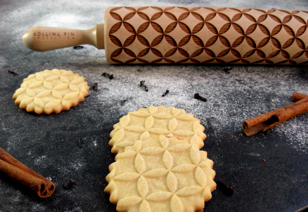 CIRCLE Embossing Rolling Pin, Laser Engraved Rolling Pin DEEP Engraving ...