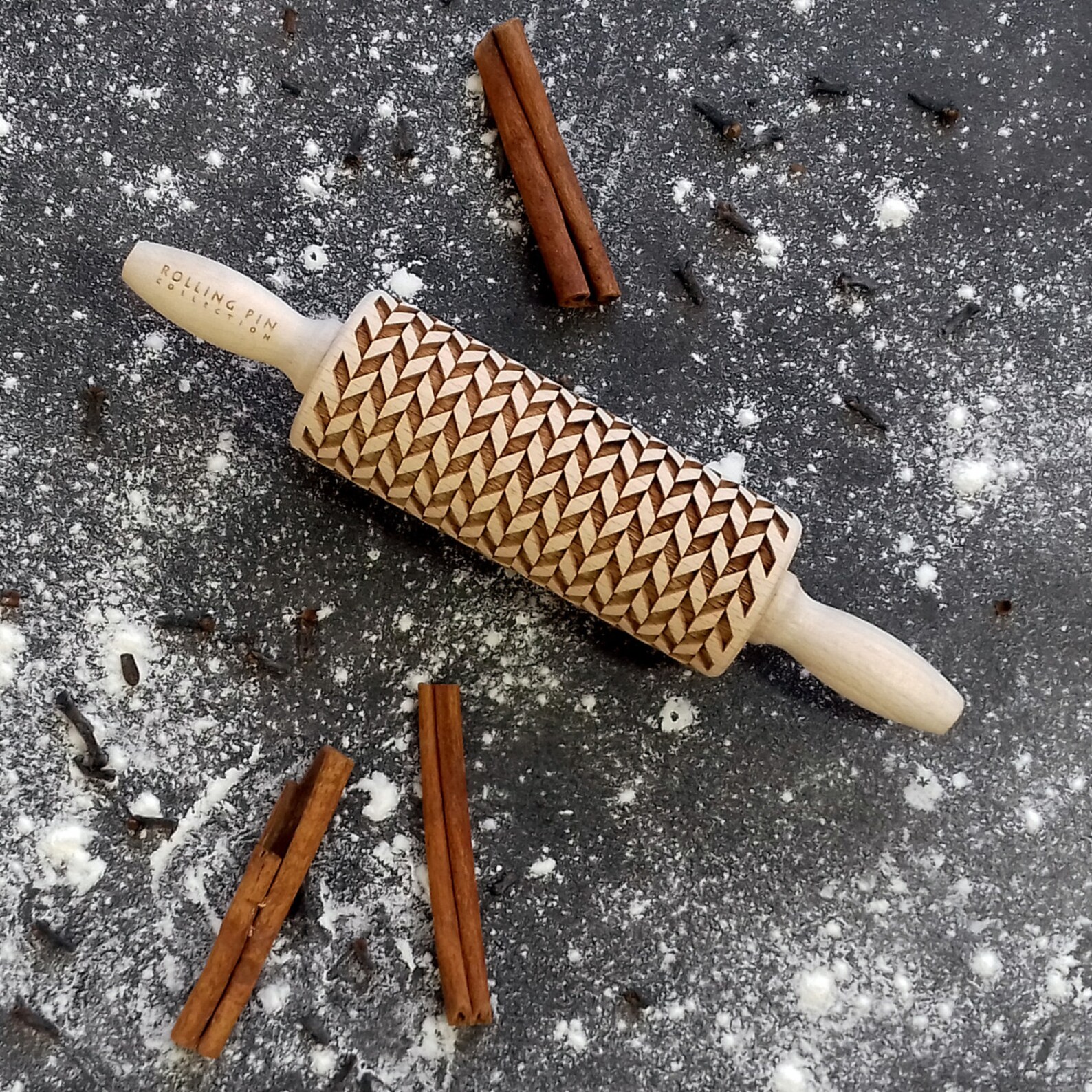 PIPETTE Small Rolling Pin, Embossing Rolling Pin, Laser Engraved ...