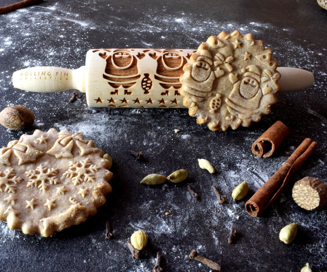 SANTA CLAUS Small Christmas Rolling Pin Small Rolling Pin - Etsy