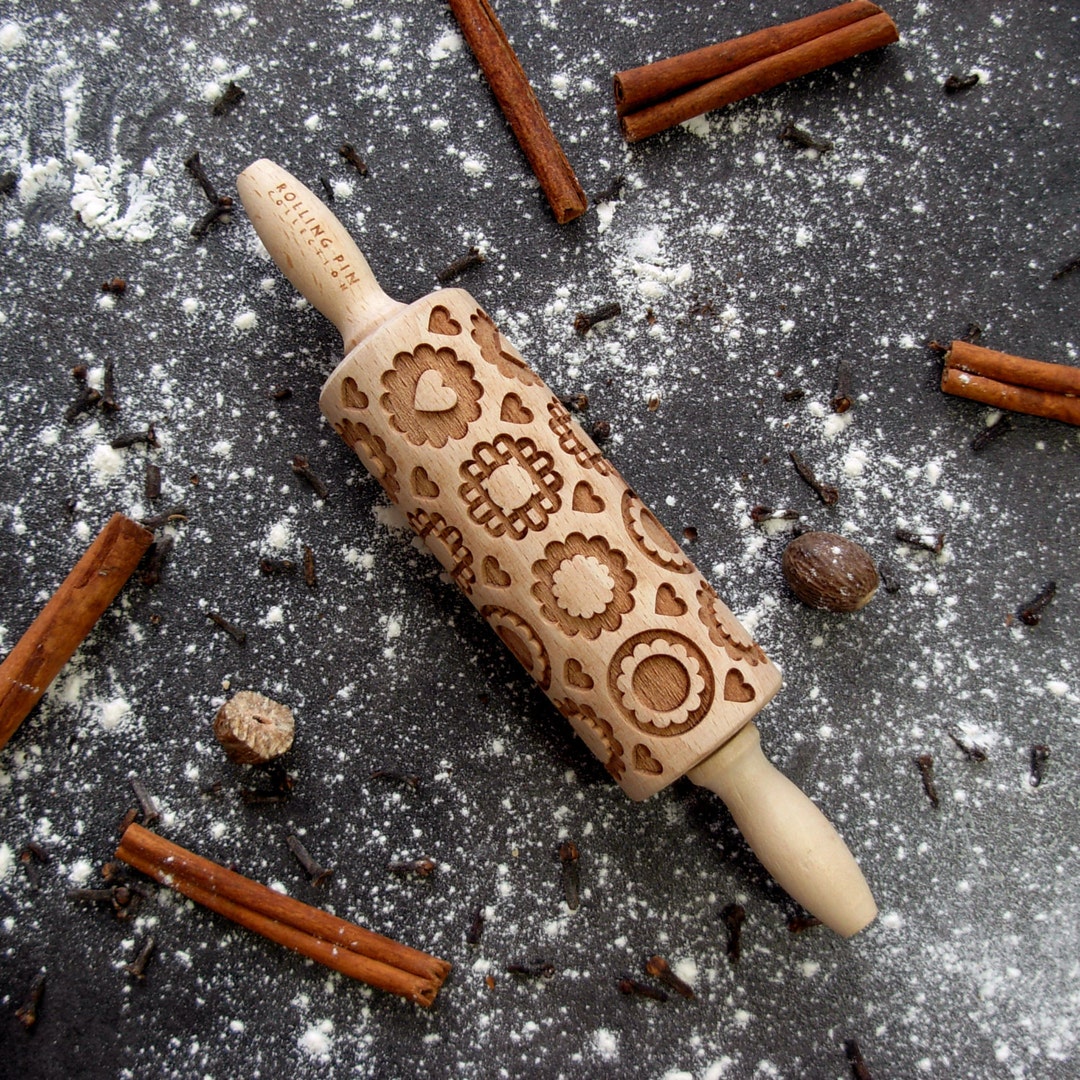 CANDY Small Rolling Pin, Embossing Rolling Pin, Laser Engraved Rolling ...